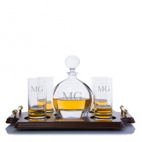 Decanter & Glasses With Serving Tray