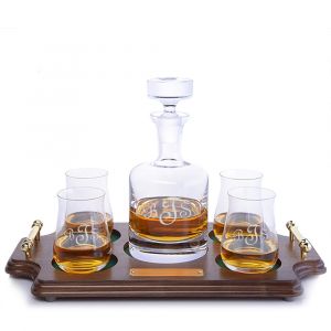 Personalized Whiskey Decanter Sets with Serving Tray